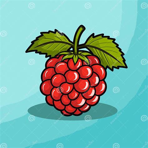 Raspberry Raspberry Hand Drawn Comic Illustration Vector Doodle Style