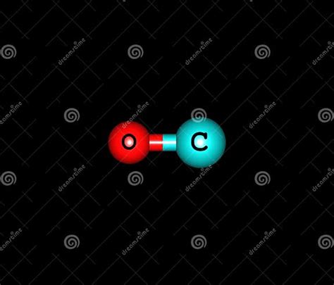 Carbon Monoxide Molecular Structure Isolated On Black Stock