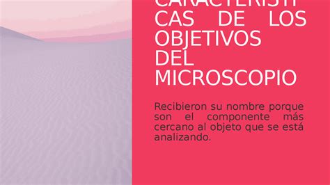 Características De Los Objetivos Del Microscopio Diapositivas De