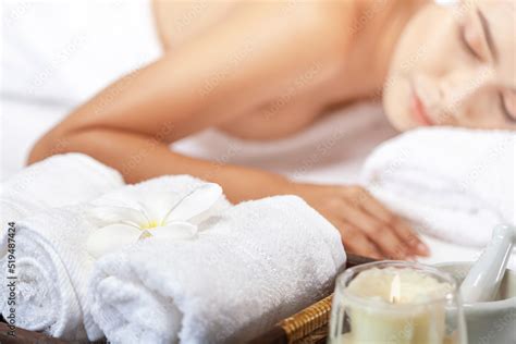 Masseur Doing Massage On Woman Body In The Spa Salon Asian Woman On