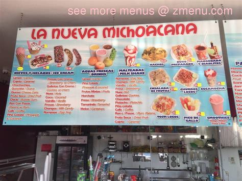 Carta Del Restaurante Paleteria Y Neveria La Nueva Michoacana Lompoc