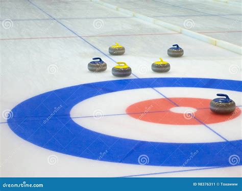 Curling Sport Stones Equipment Stock Image Image Of Circle White