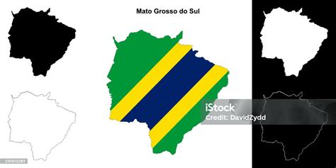 Vetores De Conjunto De Mapas Do Estado De Mato Grosso Do Sul E Mais