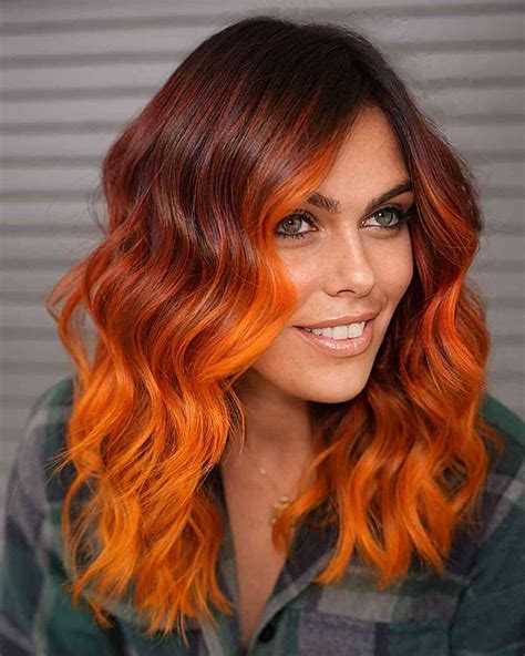 Red Orange Blonde Ombre Hair Highlighted Ombre Roots Blonde Brown