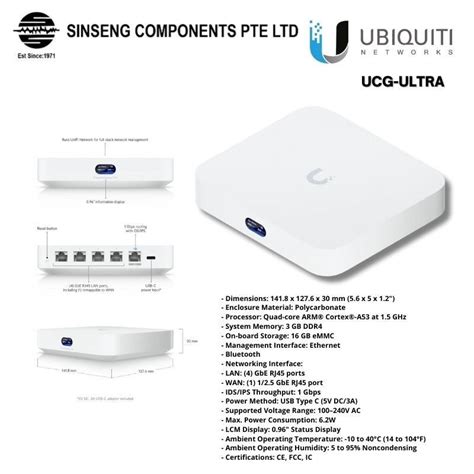 Ubiquiti Unifi Cloud Gateway Ultra Wifi 6 Quad Core Arm Cortex A53 {model Ubq Ucg Ultra