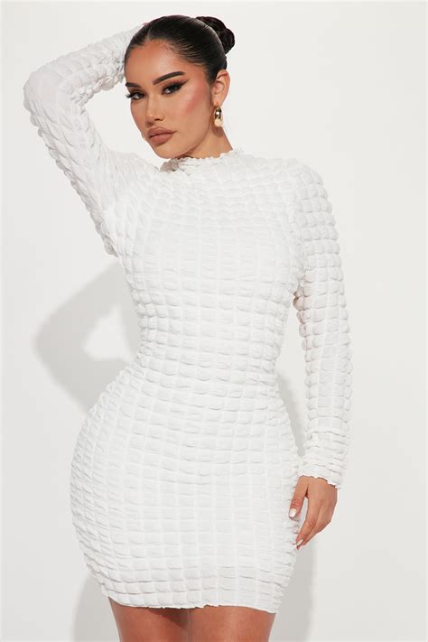 Tia Bubble Mini Dress White Fashion Nova