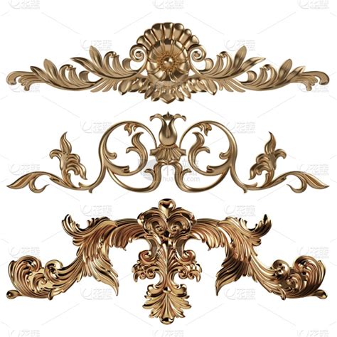 黄金 装饰品 白色背景 成型的形状 白灰泥 式样 绘画艺术品 建筑 无人 雕刻物素材 花瓣网