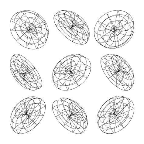 Premium Vector Wireframe Lined Shapes Perspective Mesh D Grid Low Poly Geometric Elements