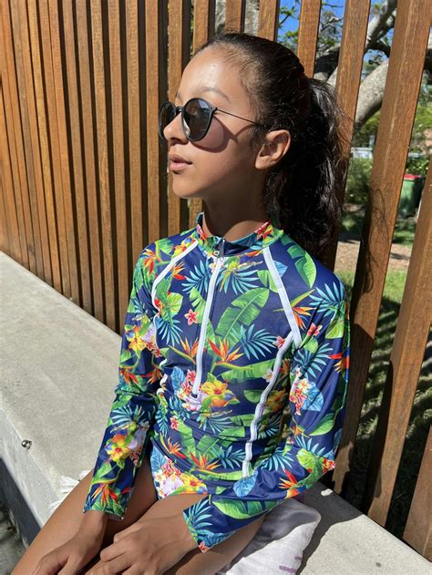 Teen Tween Girl Frill Sleeve Swimsuit Tween Swimwear Aus Tribe