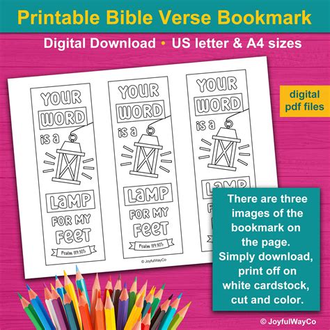 Printable Bible Verse Coloring Bookmark Craft Your Word Is A Lamp For