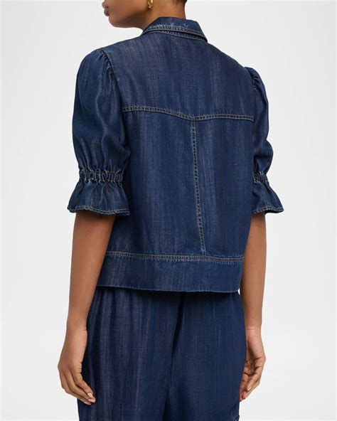 Cinq A Sept Holly Puff Sleeve Denim Jacket Neiman Marcus