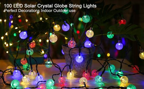 Solar String Lights Outdoor 100 Led 40 Feet Multi Color Crystal Globe