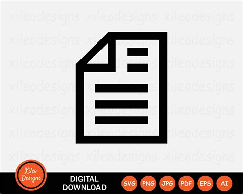 Document Icon SVG Text File Paper Page Sheet Notepad Contract Form Symbol Sign Clipart Cricut