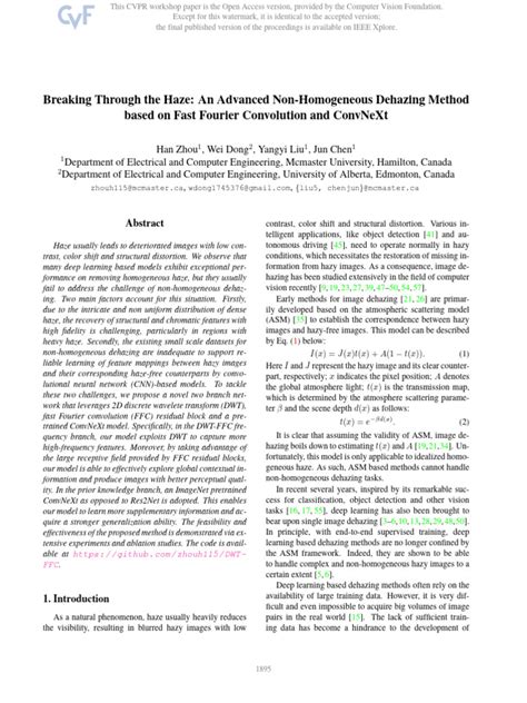 Zhou Breaking Through The Haze An Advanced Non Homogeneous Dehazing