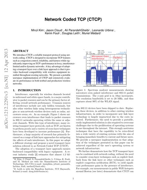 Pdf Network Coded Tcp Ctcp