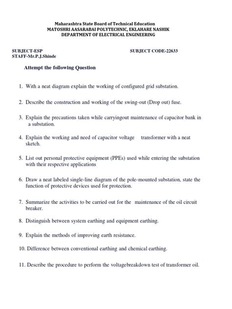 Qb Esp Assignment Download Free Pdf Electrical Substation Fuse