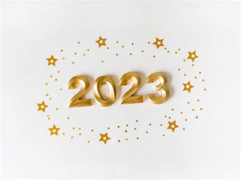 Greeting Card Happy New Year With Numbers 2023 And Gold Glitter On