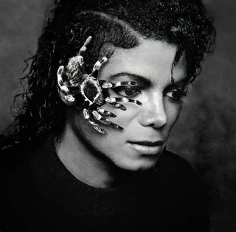 Mj Photographed By Greg Gorman With A Tarantula On His Face Michael