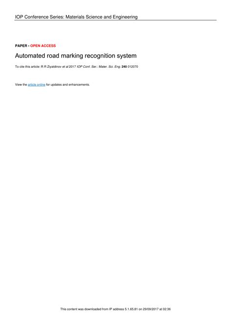 Pdf Automated Road Marking Recognition System
