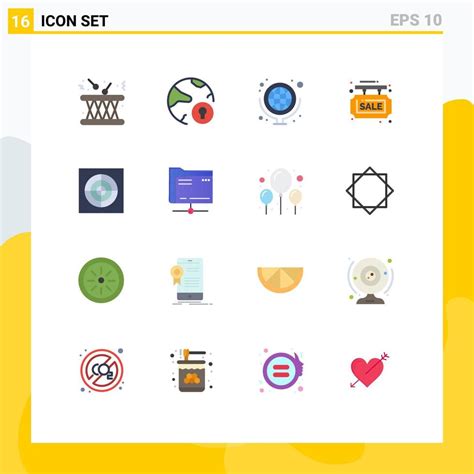 User Interface Pack Of 16 Basic Flat Colors Of Sale Board Info Board Padlock Info Map Editable