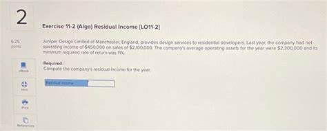 Solved Exercise Algo Residual Income LO Juniper Chegg Com