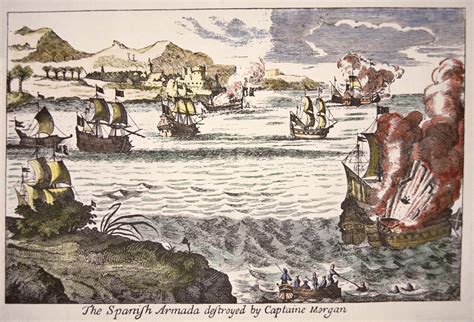 Captain Morgan Defeats Spanish Warships Blocking The Mouth Of Lake