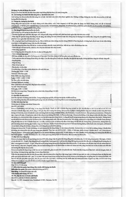 Thuốc Doxycyline 100mg hộp 100 viên Nhà thuốc An Khang