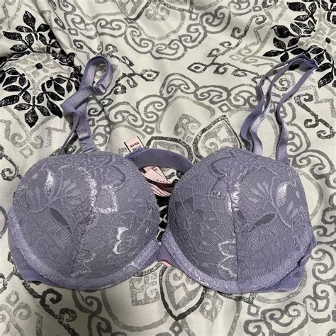 Victoria Secret Push Up Bra Lace Bra 32a Lavender Depop