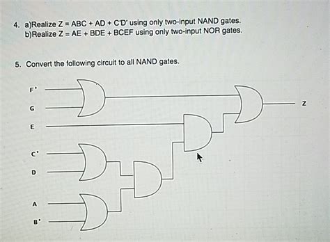 Solved 4 Arealize Z Abc Ad Cd Using Only Two Input Nand