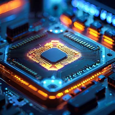 Premium Photo Glowing Circuit Board Complex Cyborg Brain Design Generated By Ai