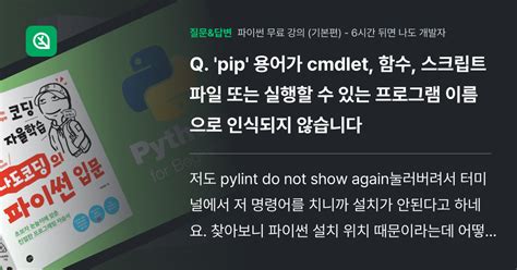 Pip 용어가 Cmdlet 함수 스크립트 파일 또는 실행할 인프런 커뮤니티 질문and답변