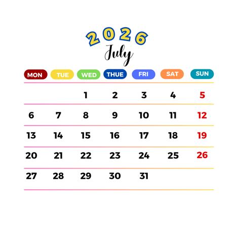 Calendario Modelo Julio 2026 67186101 Png