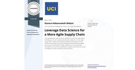 Osama Habannakeh Al Midani On Linkedin Completion Certificate For Leverage Data Science For A