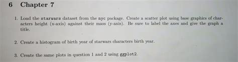 Solved 1 Load The Starwars Dataset From The Nyc Package