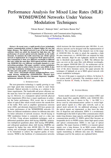 Pdf Performance Analysis For Mixed Line Rates Mlr Wdmdwdm Networks Under Various Modulation