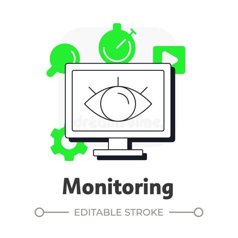 Monitoring Flat Outline Concept Icon Stock Vector Illustration Of