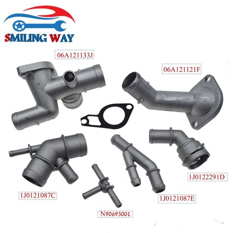 Aluminum Coolant Fitting Flange Hose Connector Pipe Kit For Audi Seat