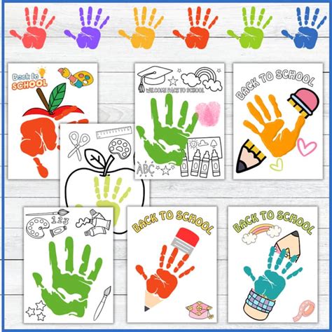 Back To School School Handprint First Day Week Of School Keepsake Art