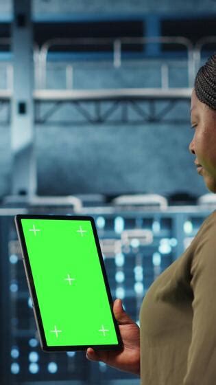 Vertical Data Center Specialist Monitors Data Center Metrics On Green Screen Tablet To Enhance