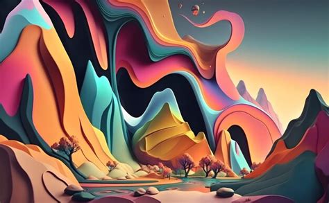 Premium Ai Image Abstract Landscape With Swirling Colors And Organic