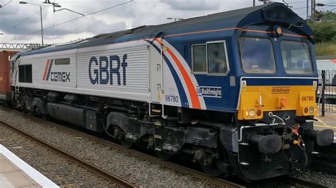 Gbrf Class 66 66780 The Cemex Express Leads Intermodal Train Through