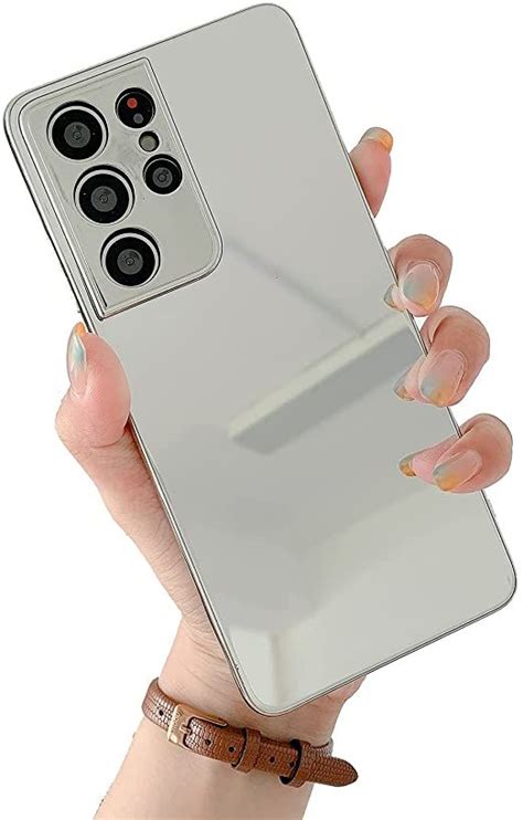 Luxury Fashion Mirror Case For Samsung Galaxy S22 Ultra Case Soft TPU Bumper Frame Shockproof