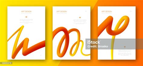 크리에이 티브 화려한 커버 세트입니다 최신 유행 추상 디자인 안내물 유체 노란색오렌지 그라데이션 모양 3차원 형태에 대한 스톡 벡터 아트 및 기타 이미지 Istock