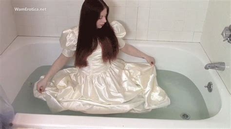 Soak The Bride Wetlook In Vintage Satin Wedding Gown All Fetish