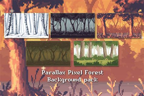 Pixel Forest Pack 5 Parallax Backgrounds 2d Environments Unity
