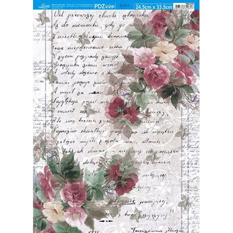 Kit 5 Papel Decoupage Flores E Textos Pdz 019 24 5x33cm Litoarte Atacadaodoartesanatomdf
