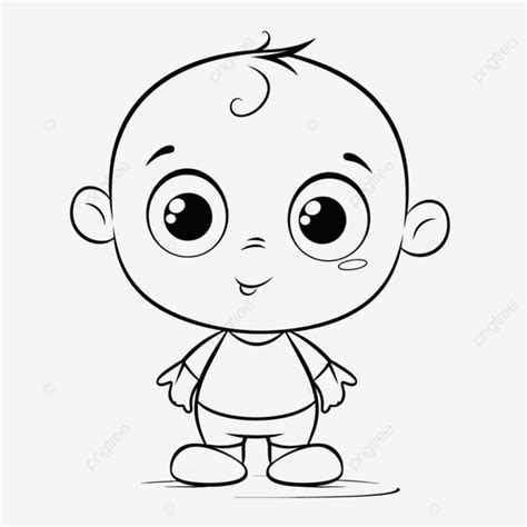 낙서 스타일 개요 스케치 드로잉에서 페이지를 색칠하는 귀여운 아기 소년 벡터 포토샵 드로잉 포토샵 개요 포토샵 스케치 Png 일러스트 및 벡터 에 대한 무료 다운로드