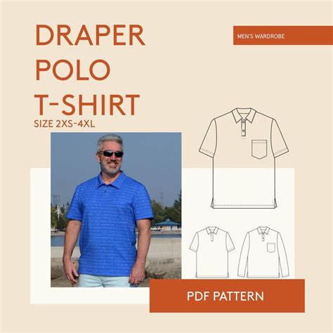 Polo Shirt Sewing Pattern And Projector File Sewing Video Tutorial Mens Sizes 2xs 4xl Golf
