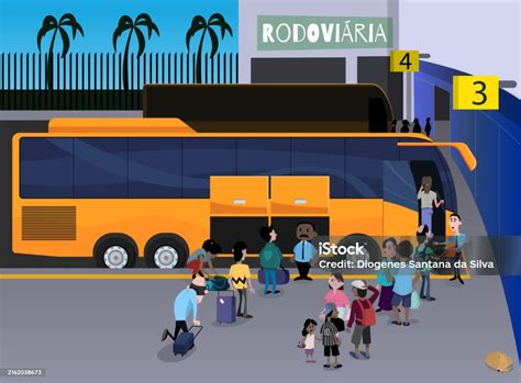 Ilustración De Estación De Autobuses Plataforma Típica De La Estación