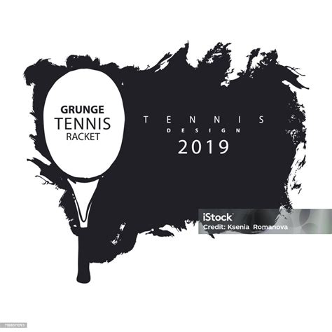 테니스를 위한 그런지 디자인 테니스 라켓의 손 그리기 텍스트의 검은색 배경입니다 Championship에 대한 스톡 벡터 아트